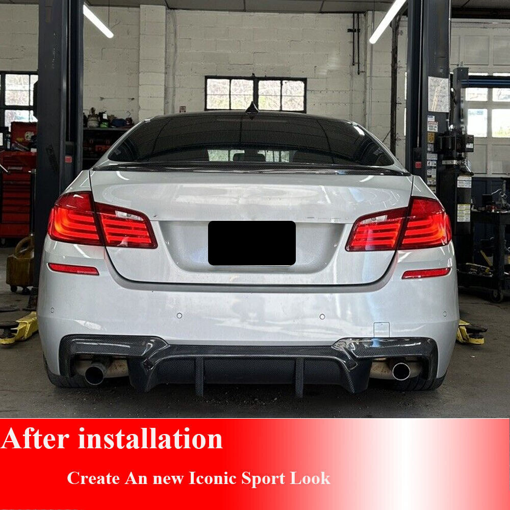 REAL CARBON Rear Bumper Lip Diffuser For BMW F10 528i 530i 550i M-Sport ...
