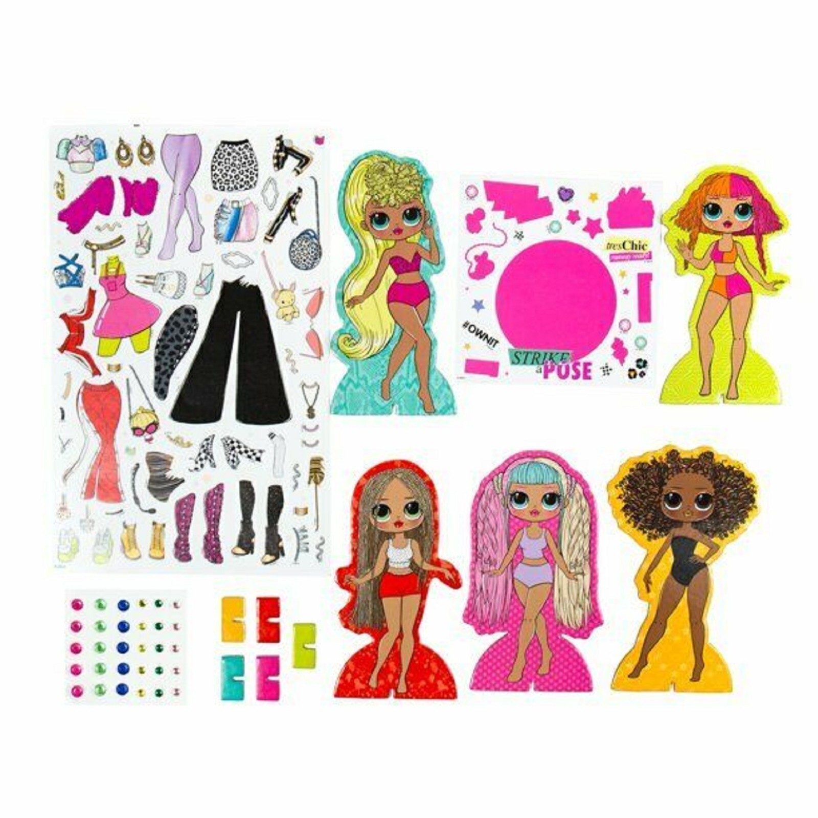 2 L.O.L. Surprise OMG Dress Up Fashions Paper Dolls 5 Runway Dolls | eBay