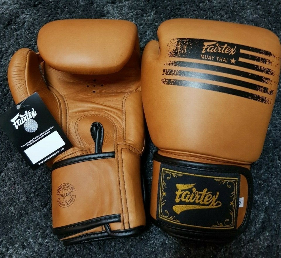 New Genuine Leather Fairtex Legacy Boxing Gloves Retro Classic Brown ...