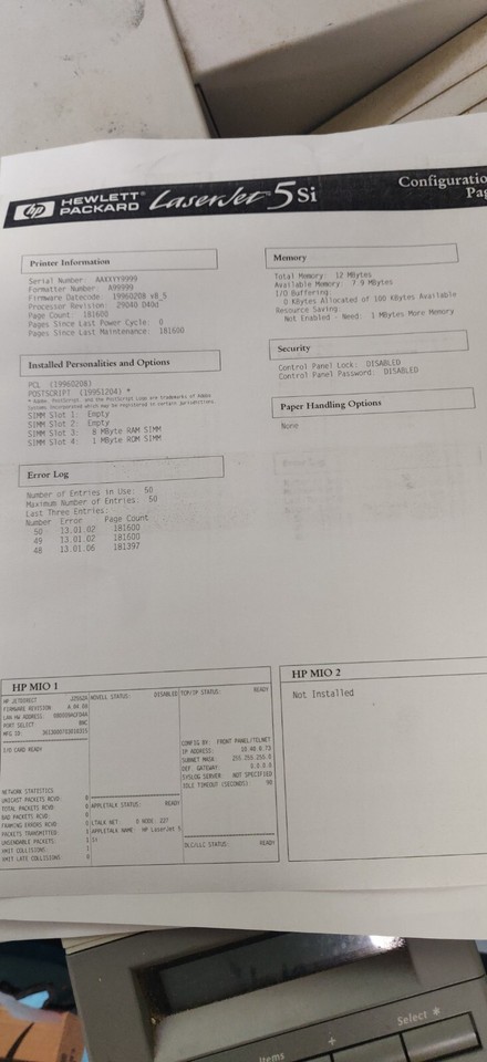 HP laserjet 5Si MX Printer, Not Fully Working | eBay