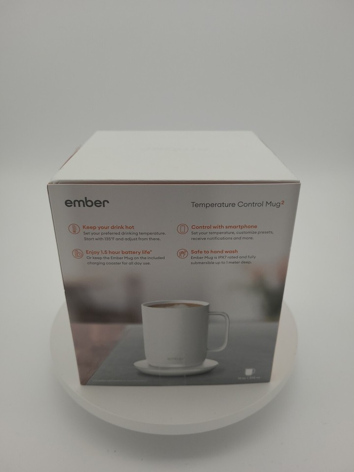 Ember CM191002US 10oz Temperature Control Smart Mug 2 - White Heat NEW ...