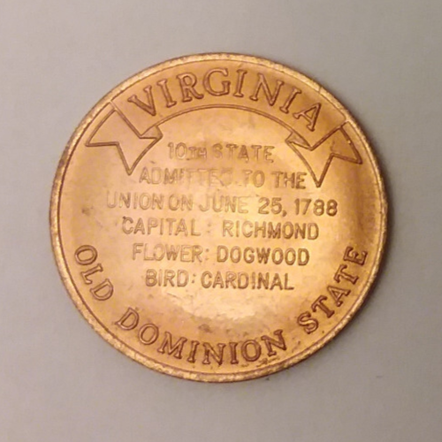 Virginia 10th State Souvenir Coin Medal Token 26mm | eBay