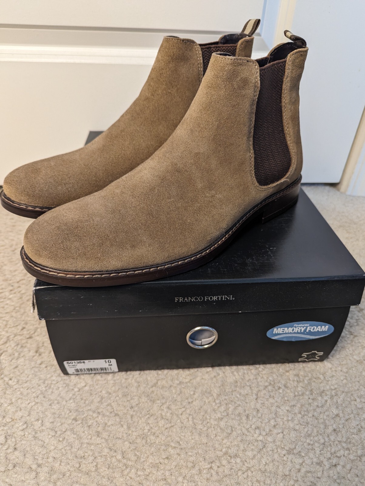 Franco Fortini Men's Glory Taupe Suede Chelsea Boots Size 10 M Memory ...