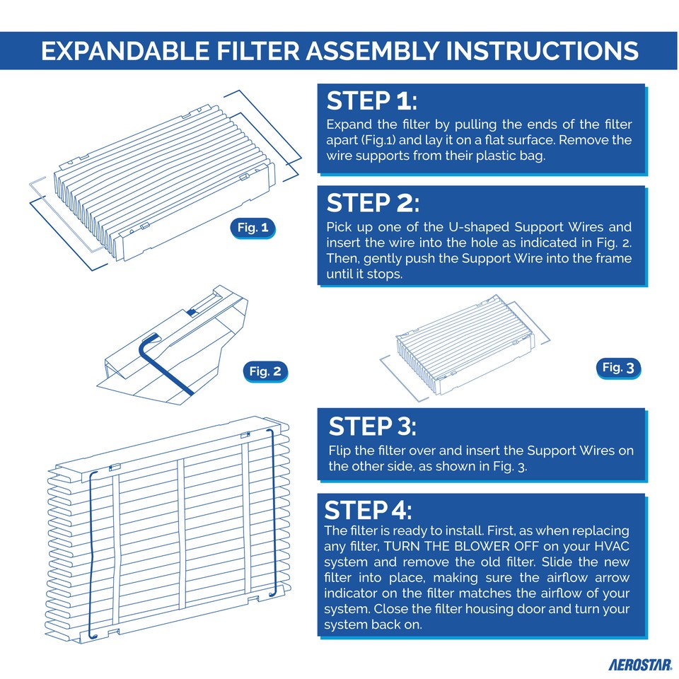 Aerostar MERV 13 Collapsible Replacement Filter for Aprilaire 413, 2PK ...