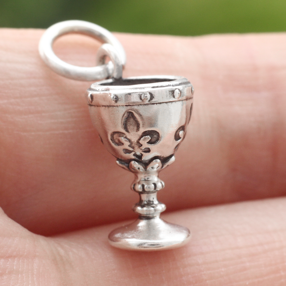 925 Sterling Silver Holy Grail Pendant Chalice Charm Knights Templar ...