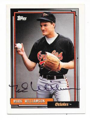 MARK WILLIAMSON 1992 TOPPS AUTOGRAPHED SIGNED # 628 BALTIMORE ORIOLES ...