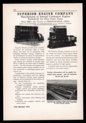 1933 Superior Engine Co ad Diesel Engines Springfield Ohio Vintage ...