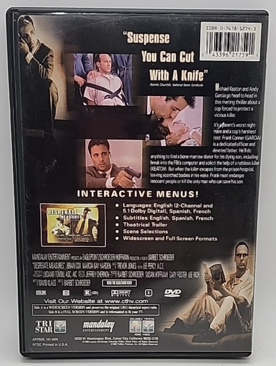 Desperate Measures (DVD, 1998, Subtitled in Multiple Languages Closed ...