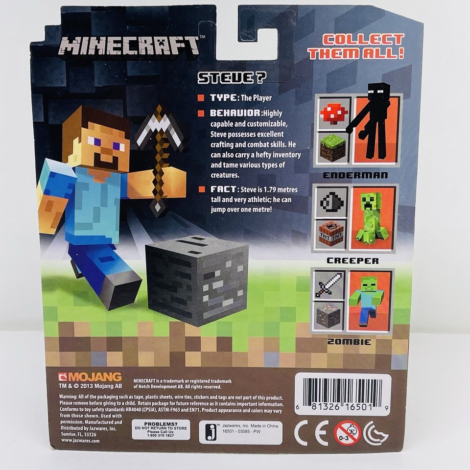 MINECRAFT Overworld STEVE Series 1 Action Figure 2 3/4" Jazwares 2013 ...