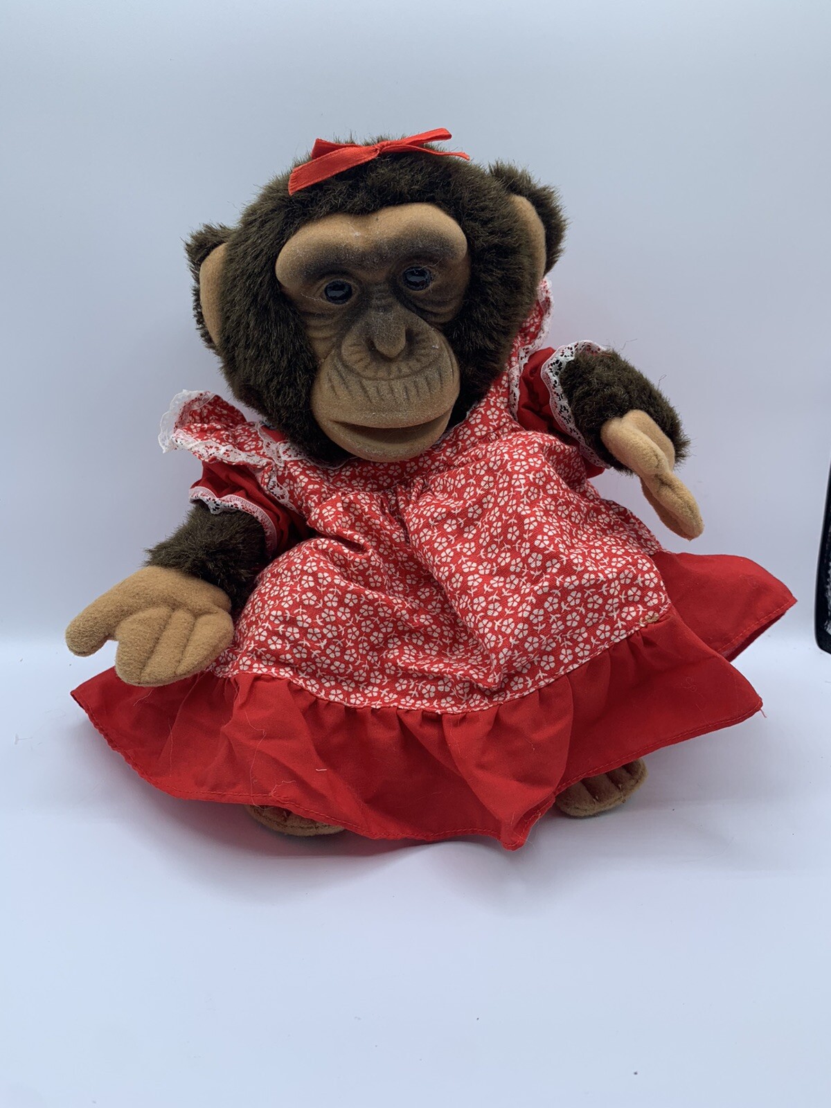 Hosung Julious Chimpanzee Monkey Hand Puppet Red Dress BowToy 1994 ...