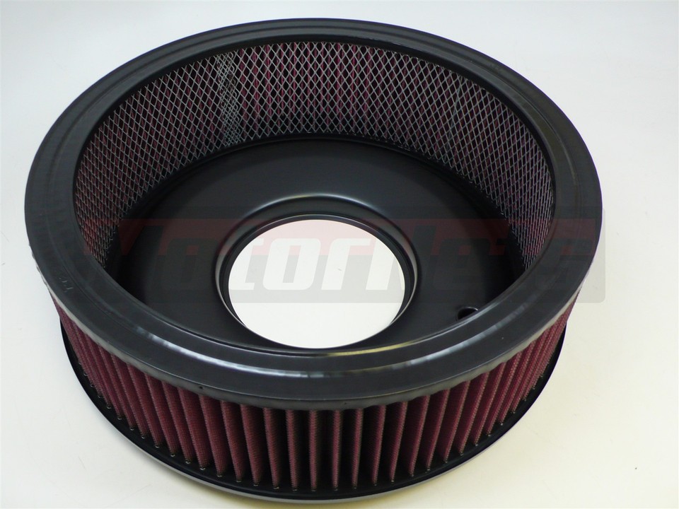 14"x5" Round Black Washable Air Cleaner Flat SBC 350 BBC 454 Street Rat ...