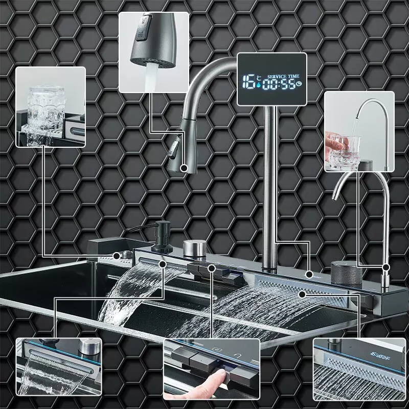 Flying Rain Stainless Steel Waterfall Kitchen Sink Pull Down Faucet ...