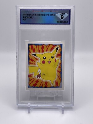DSG Mint 9 Pokemon 1999 Merlin 25 - Pikachu Sticker Graded Collector | eBay