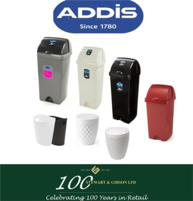 ADDIS 25L & 50L WASTE BIN RANGE - BLACK, RED, METALLIC, LINEN, WHITE ...