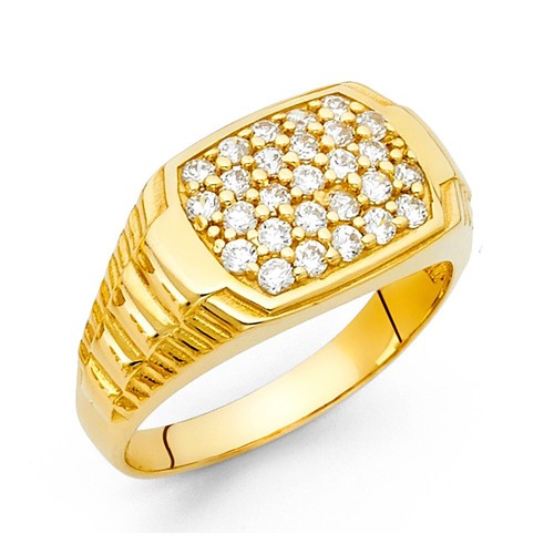 14K Yellow Gold Cubic Zirconia Men's Ring | eBay