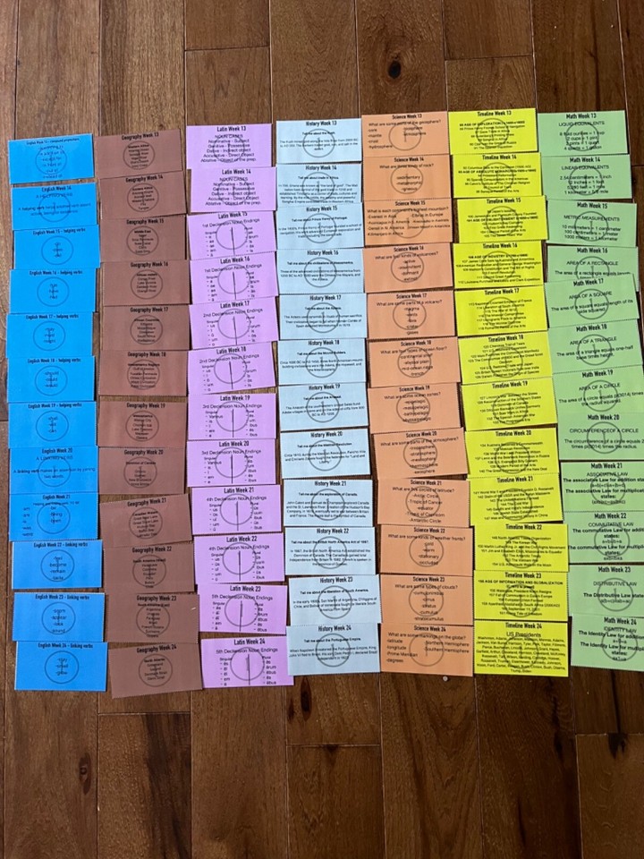 Classical Conversations cycle 1 homemade flashcards- great condition ...