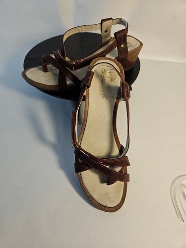 Merrell Womens Revalli Aura Strappy Leather Wedge Sandals Sz 11/Deep ...