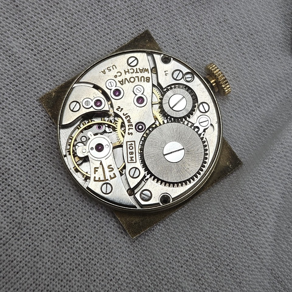 1954 Bulova Mens Watch President Type A Bow Tie Dial 10K GP 21J 10BM W ...