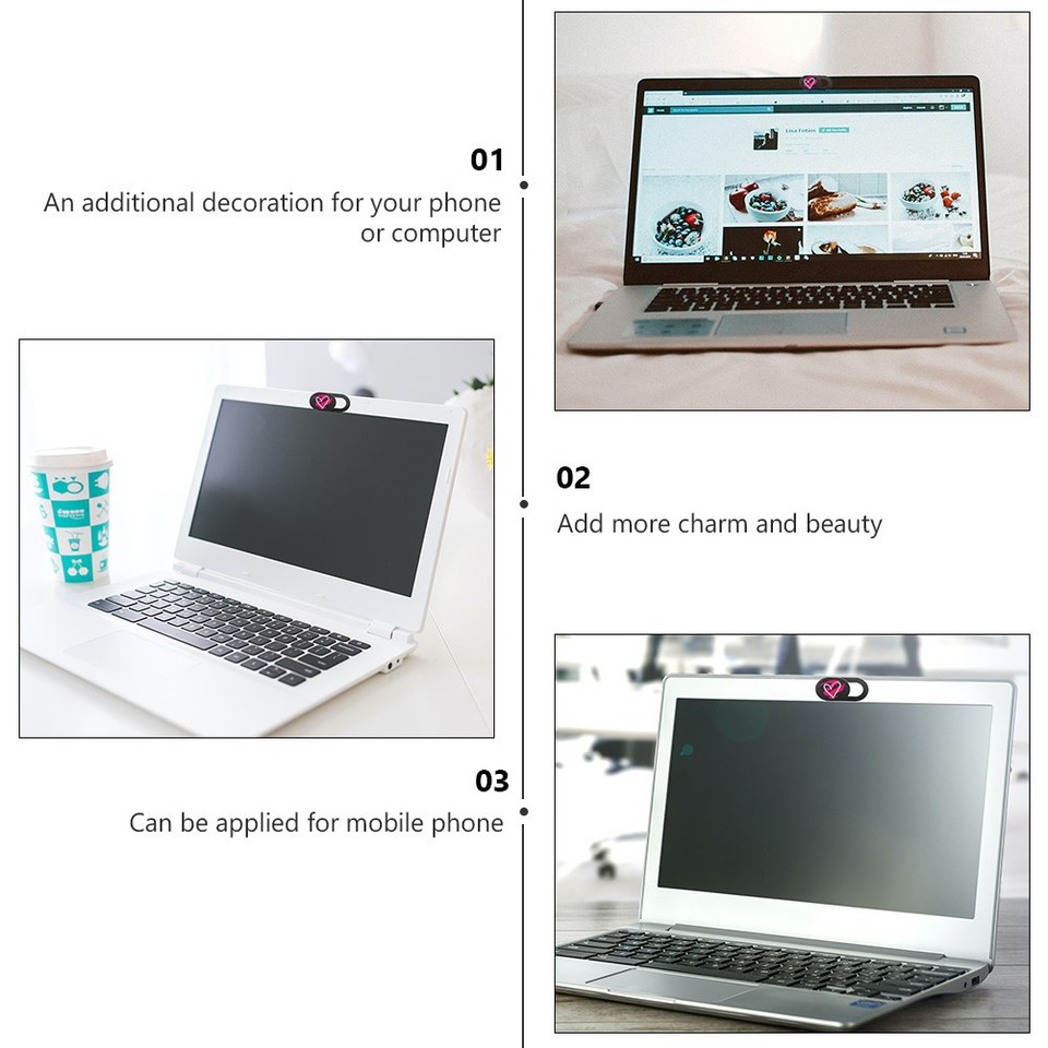 3Pcs Heart Pattern Camera Cover Slide Privacy Protector for Computer ...