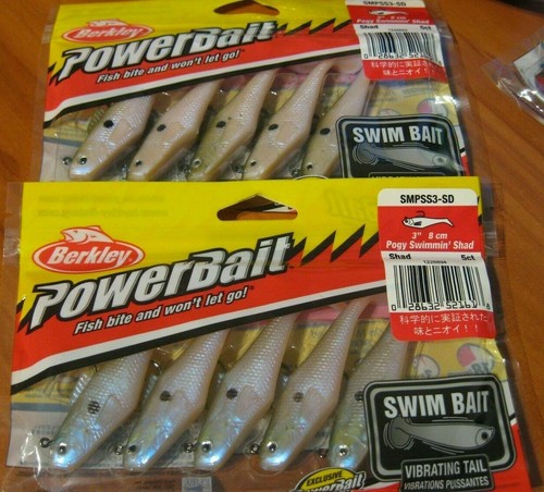 2 Packs Berkley PowerBait Fishing 3" Rigged 1/4OZ Pogy Bait Shad FREE ...