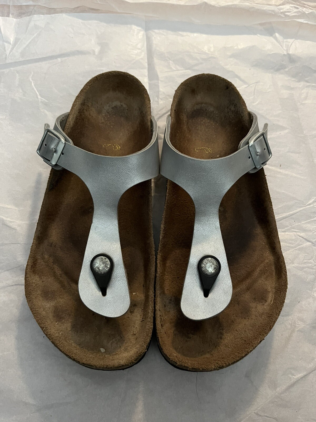Birkenstock Gizeh Silver Birko Flor Size 38 Regular i… - Gem