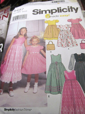 *UNCUT-Simplicity Pattern #9497-Girls' Purse/Dress/Petticoat-Sizes 3 to ...