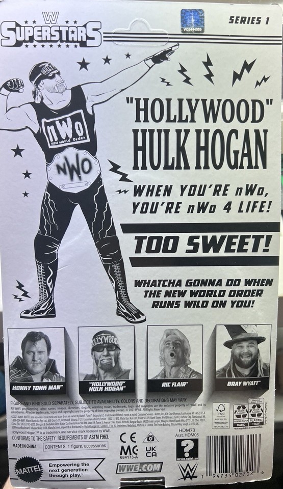 Brand New WWE Superstars Hollywood Hulk Hogan NWO Mattel Action Figure ...
