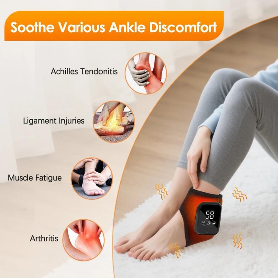 2X Electric Foot Ankle Massager Heating and Vibration Hot Compress Pain ...