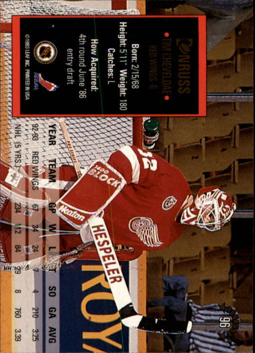 1993-94 Donruss Red Wings Hockey Card #96 Tim Cheveldae | eBay
