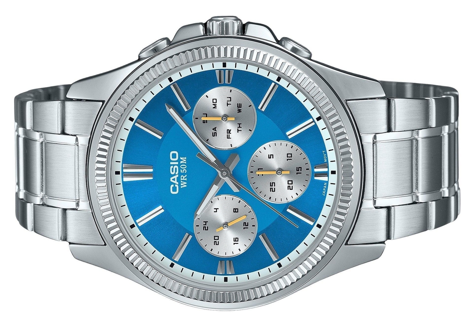 Casio Enticer Analog Stainless Steel Ice Blue Dial Quartz MTP1375D2A2 ...