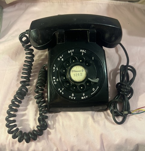 Vtg Black Rotary Desk Telephone Bell System Western Electric 500 1950's ...