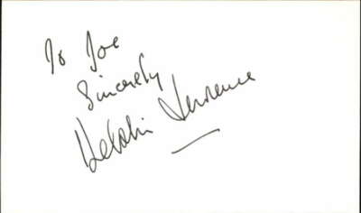 Delphi Lawrence d 2002 Actress The Avengers (1961) Signed 3" x 5" Index ...