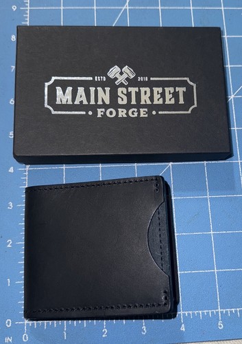 Main Street Forge Slim Front Pocket BiFold Card Wallet Black Leather ...