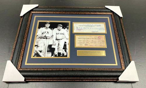 BABE RUTH LOU GEHRIG Facsimile Signed Check REPRINT Framed 8x10 Photo ...