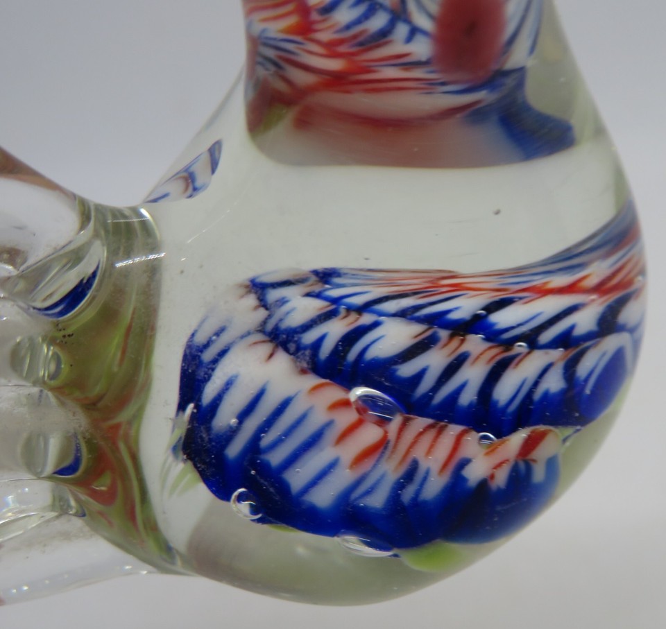 Blue & clear glass vintage Art Deco antique rooster chicken bird ...