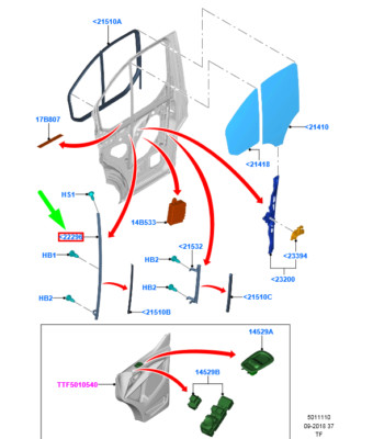 FORD TRANSIT CUSTOM MK1 Front Right Vent Window Glass Frame 2209081 NEW ...
