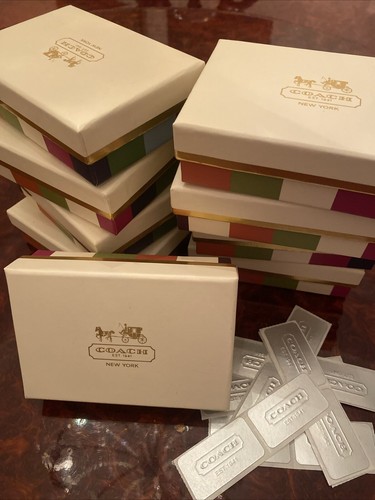 🎁🎁Coach Legacy Gold Carriage Gift Box Bag Jewerly Key fob Stickers ...