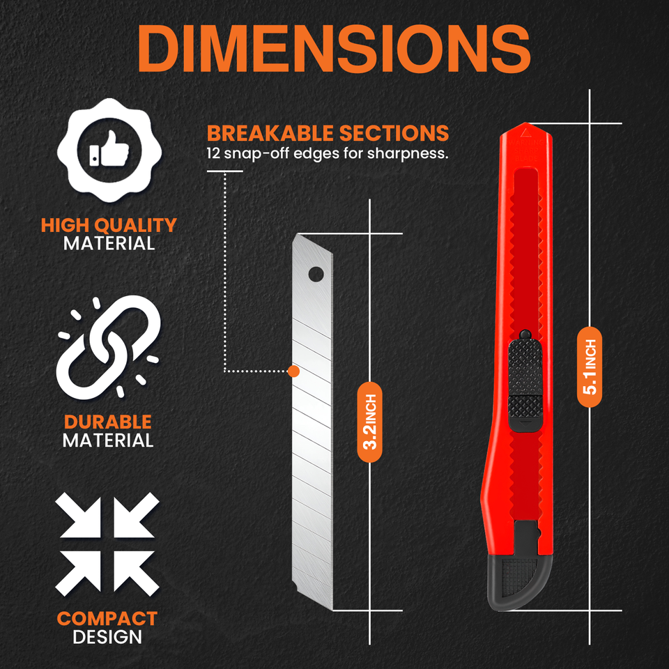 8 Pack Utility Knife Box Cutters (9mm Snap-Off Blade, 4 Colors ...