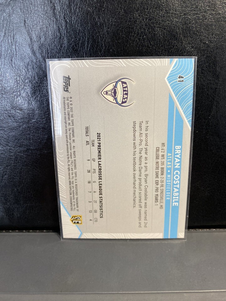 Bryan Costabile 2022 Topps Premier Lacrosse League PLL Image Variation ...