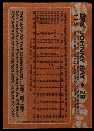1988 Topps #115 Johnny Ray | eBay