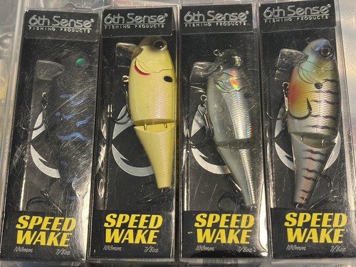 LOT OF (4) NIP 6th Sense Speed Wake 100 WAKE BAIT 100mm FISHING LURES 7 ...
