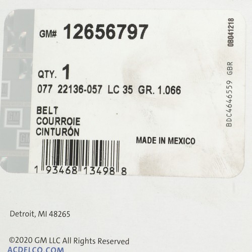 OEM NEW 2015-2019 Sierra Silverado 2500 HD 3500 HD 6.6L Serpentine Belt ...