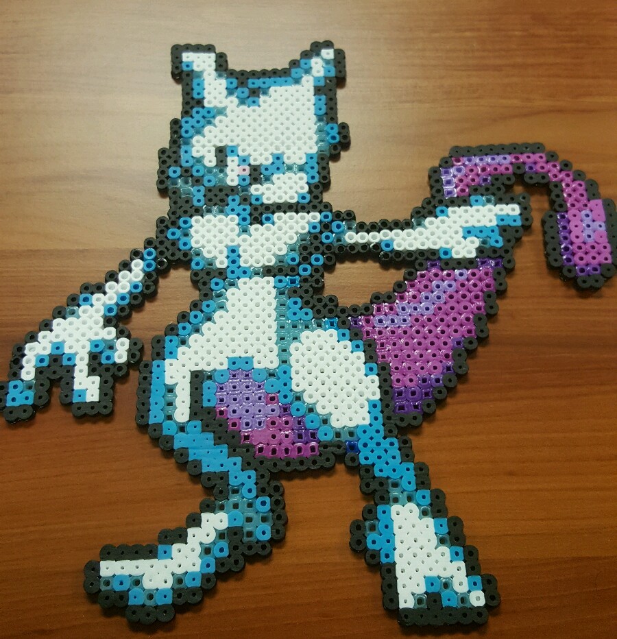 Mewtwo Pokemon Perler Big Pixel Art NES Mewtoo Sprite rave edm kandi ...