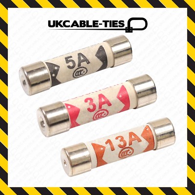 6X Assorted Mixed Fuses 3A/5A/13 AMP Domestic Fuse Household Mains Plug ...