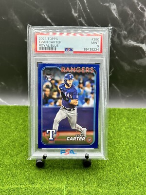2024 TOPPS EVAN CARTER #280 ROYAL BLUE ROOKIE RC PSA 9 TEXAS RANGERS | eBay
