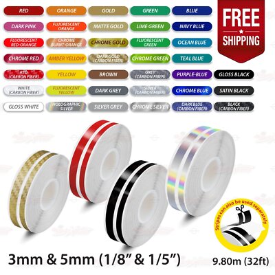 9/16" 15mm Twin Lines Roll PIN STRIPE Trim Body Line TAPE Decal Vinyl ...