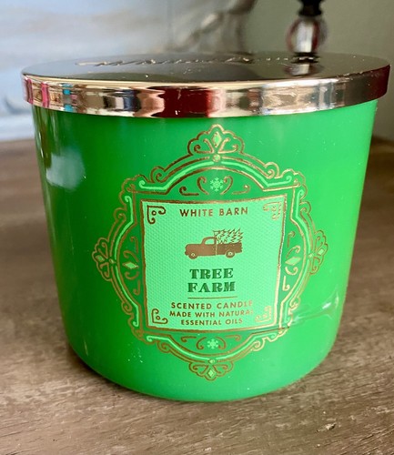 NEW BBW Bath & Body Works green Tree Farm 3 Wick Candle White Barn ...