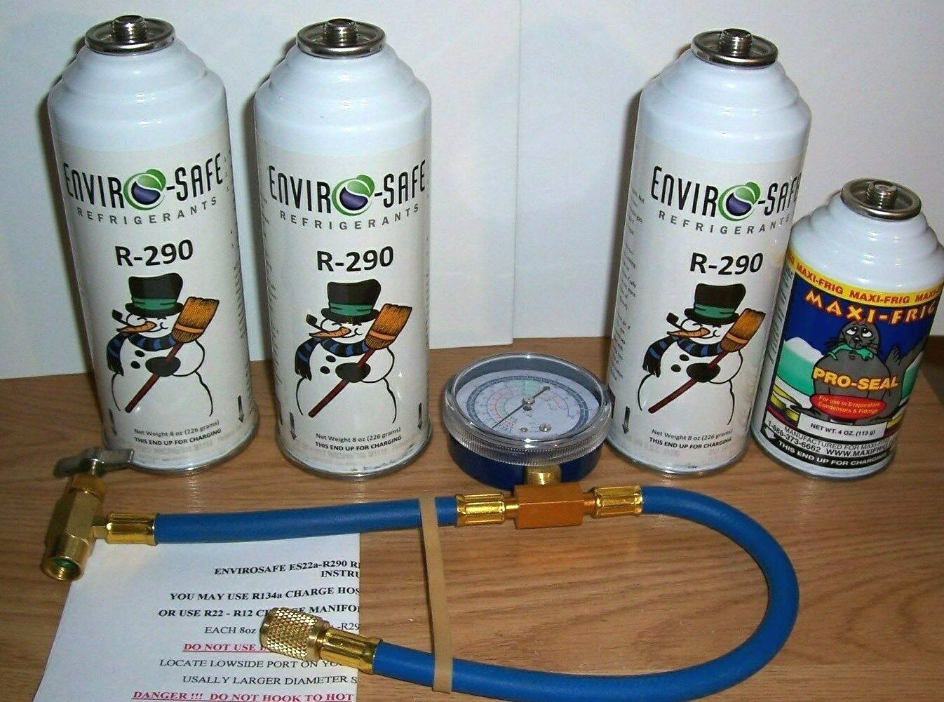 COMPATIBLE R-290 + PRO STOPLEAK/ A/C- R22 FREEZER REFRIGERATOR RECHARGE ...