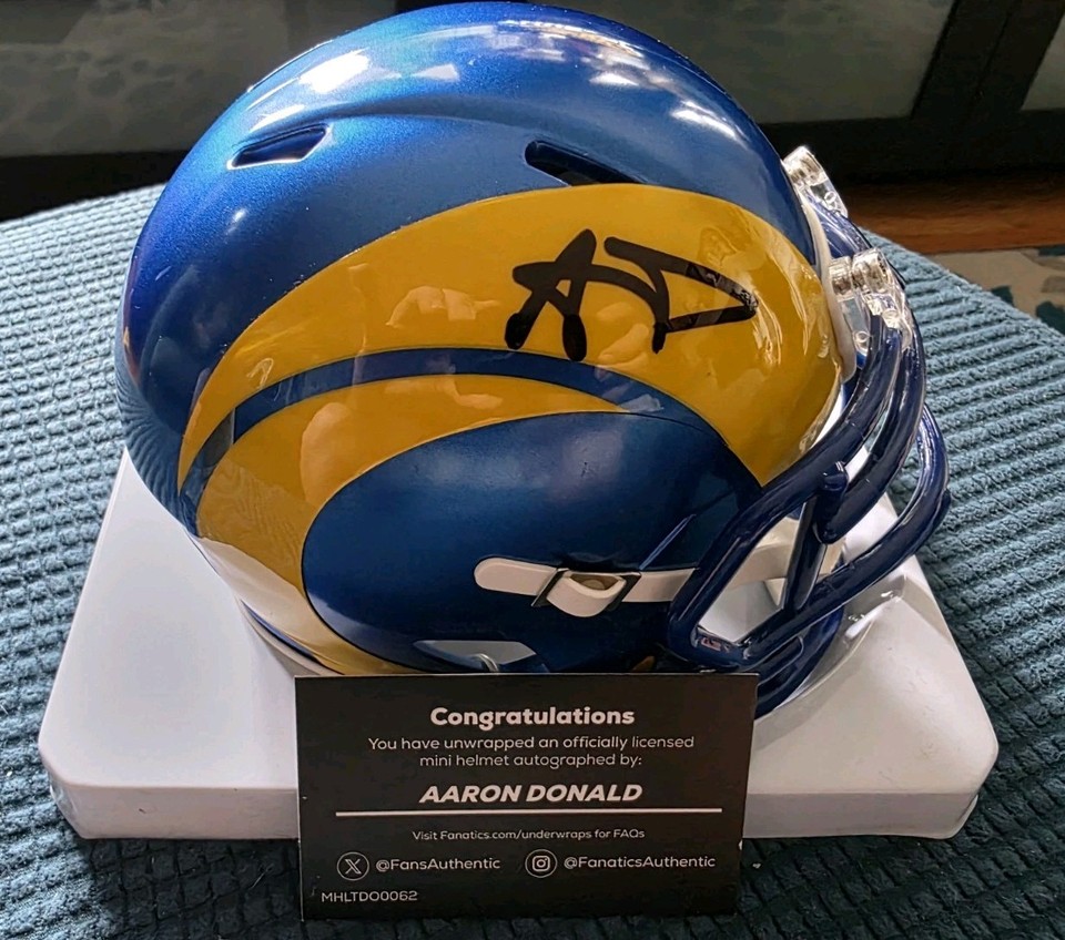 Aaron Donald Los Angeles Rams Autographed Riddell Speed Mini Helmet ...