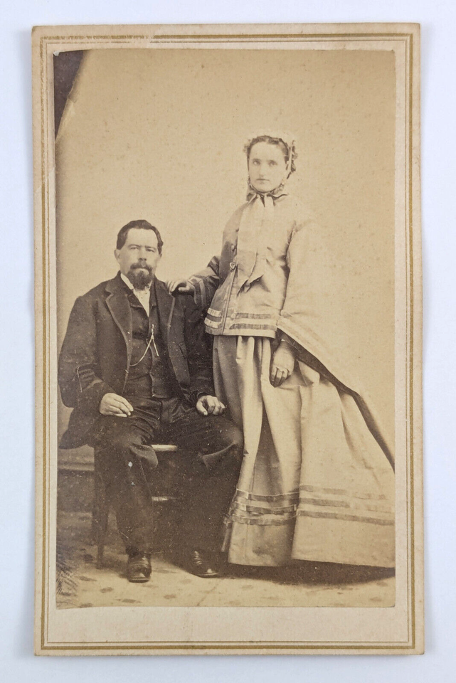 1860s CDV Photograph Victorian Couple Man And Woman Fashion Dessaur New ...